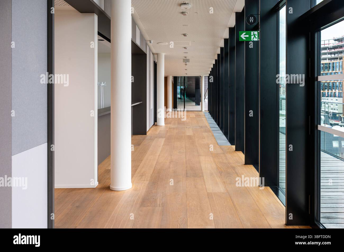 Empty corridor at the conseil Communal, city council or Gemeenteraad ...