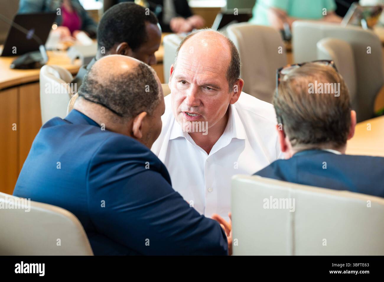 Philippe Close PS Major at the conseil Communal, city council or ...