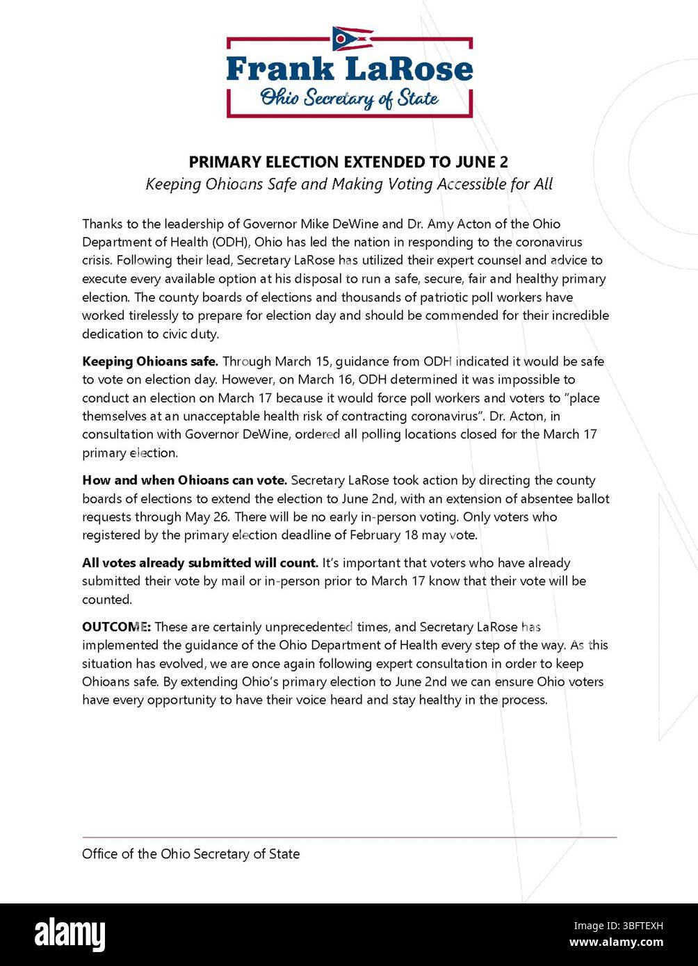 Ohio primary Cut Out Stock Images & Pictures - Alamy