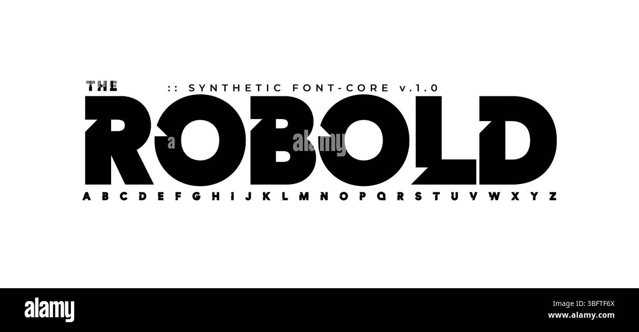Sharp bold font, modern heavy alphabet, robotic techno typeface for AI ...