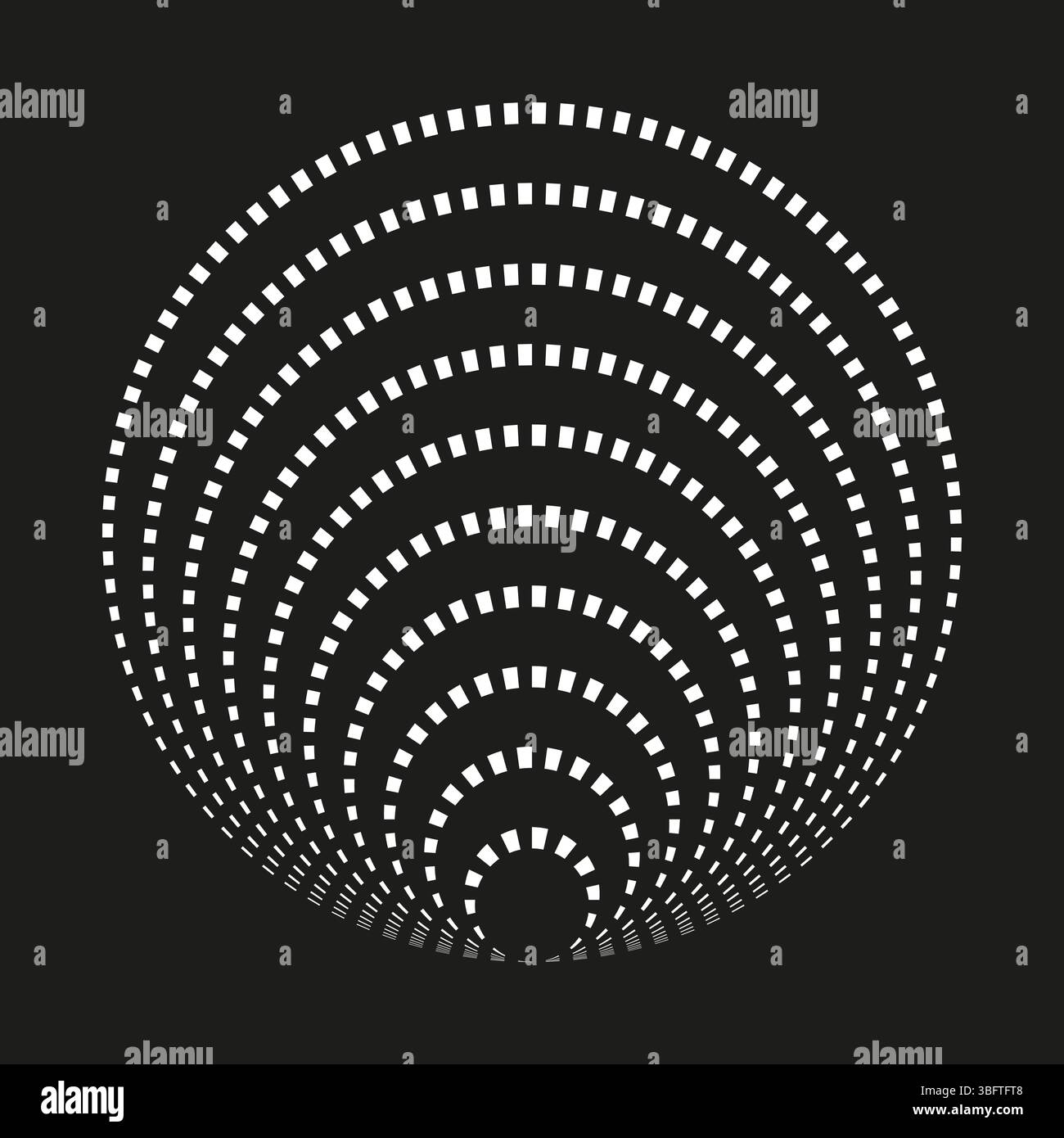 Dotted arc design. Half circle structure. Vector concentric pattern ...