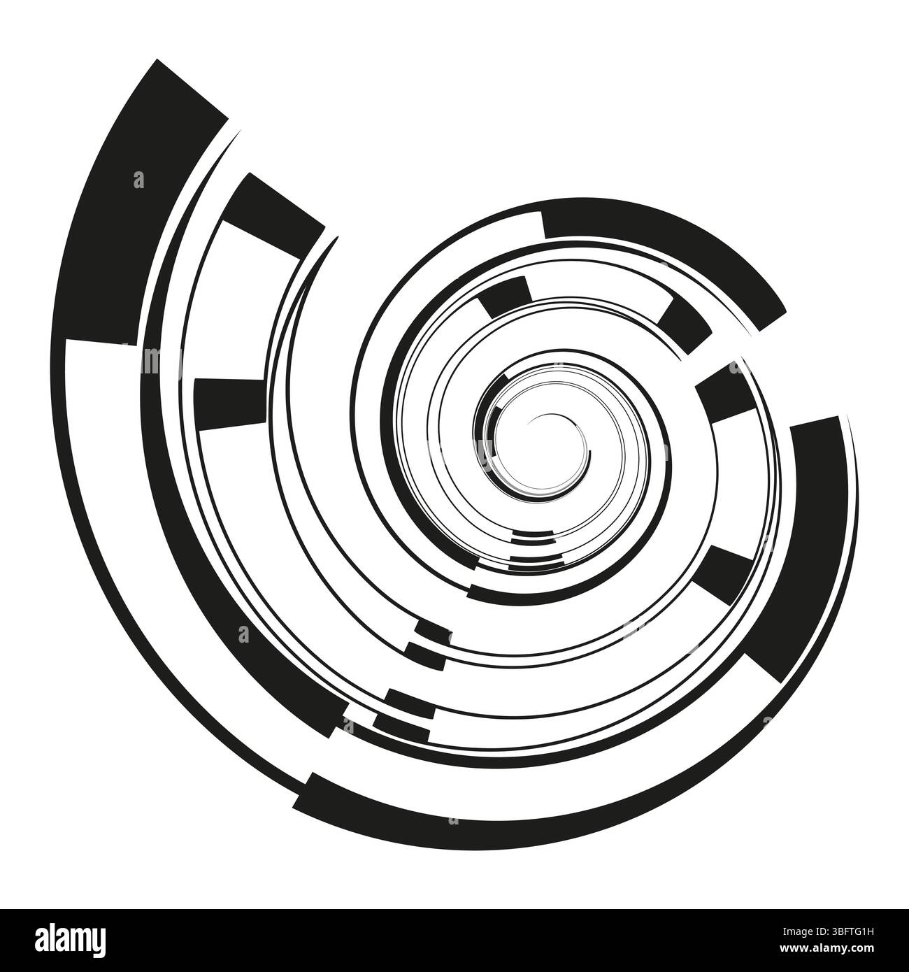 Futuristic spiral shape. Digital circle vector. Abstract tech symbol ...