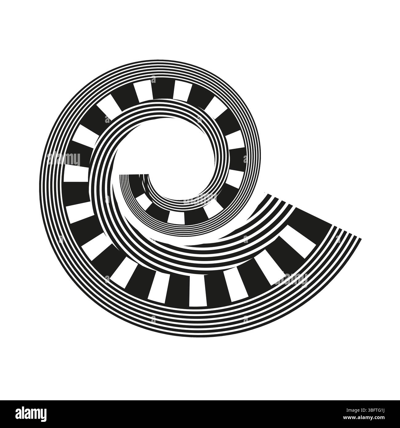 Spiral abstract symbol. Twisted black shape. Geometric swirl icon ...