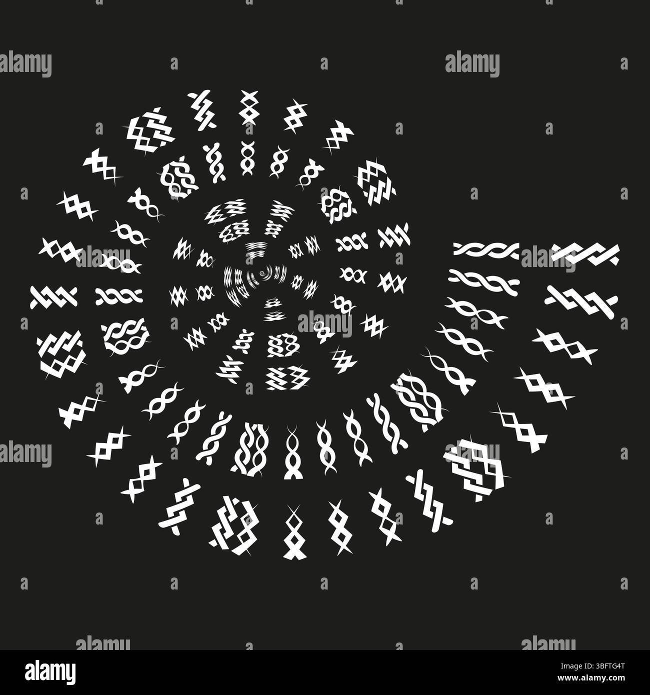 Circular arrow pattern. Radial direction symbols. Vector rotation design. Dynamic movement ...