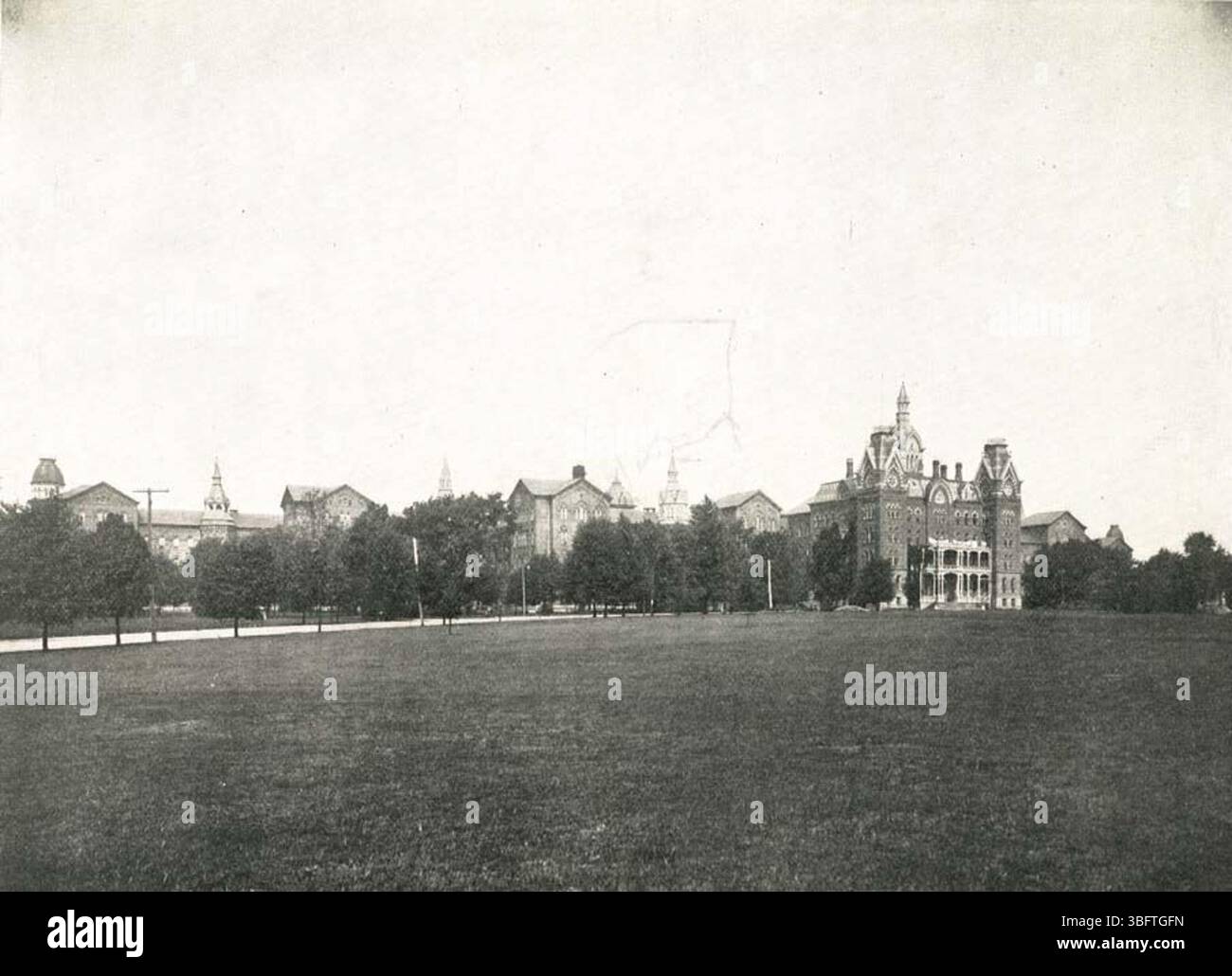 A photograph from the early 1900s shows the south wing of the Columbus ...