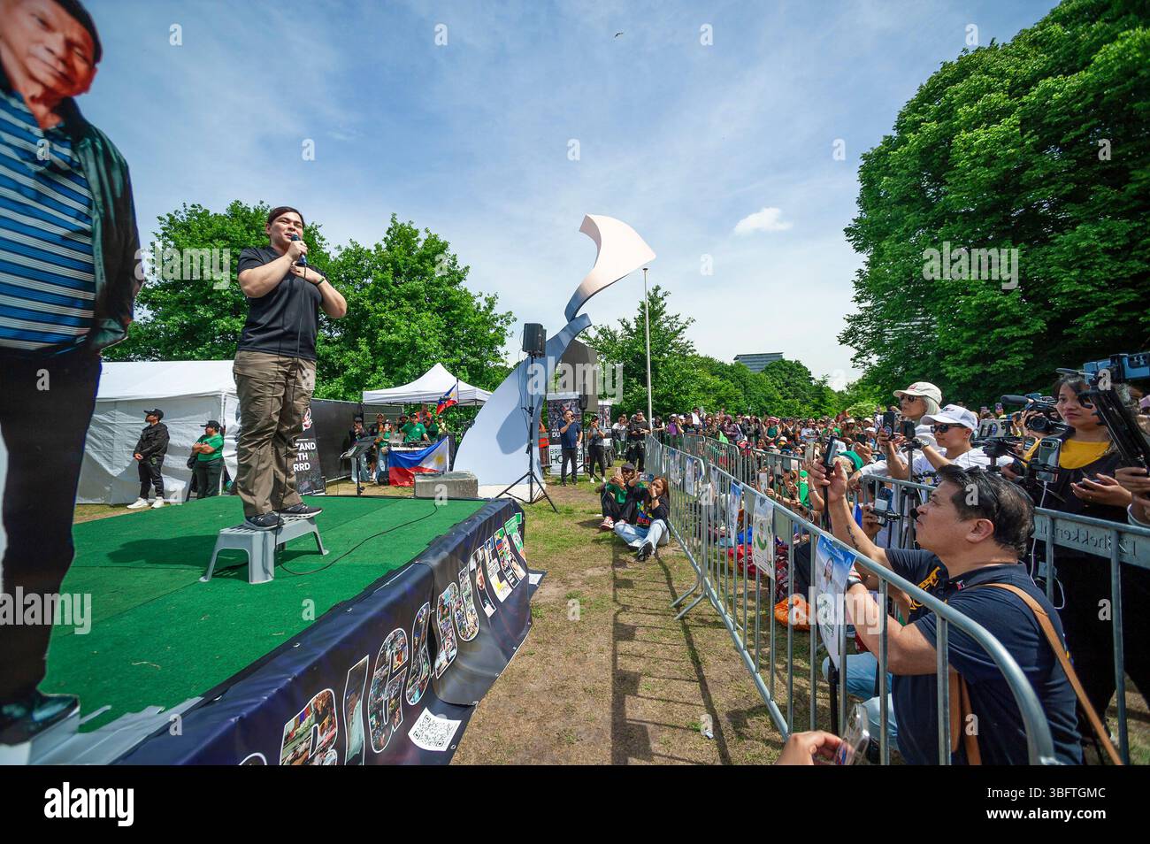 Vice President of the Philippines Sara Duterte speaks on stage with a ...