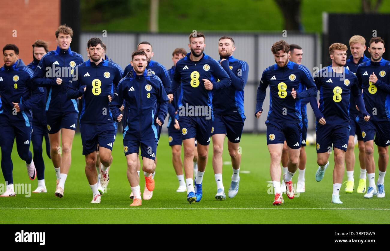 Scotland players during a training session at Lesser Hampden, Glasgow ...