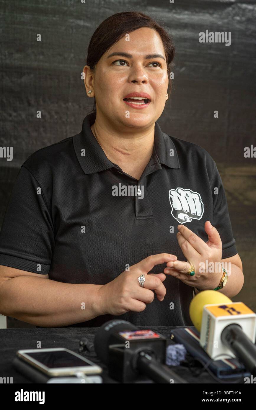 Vice President Sara Duterte of the Philippines speaks during a press ...