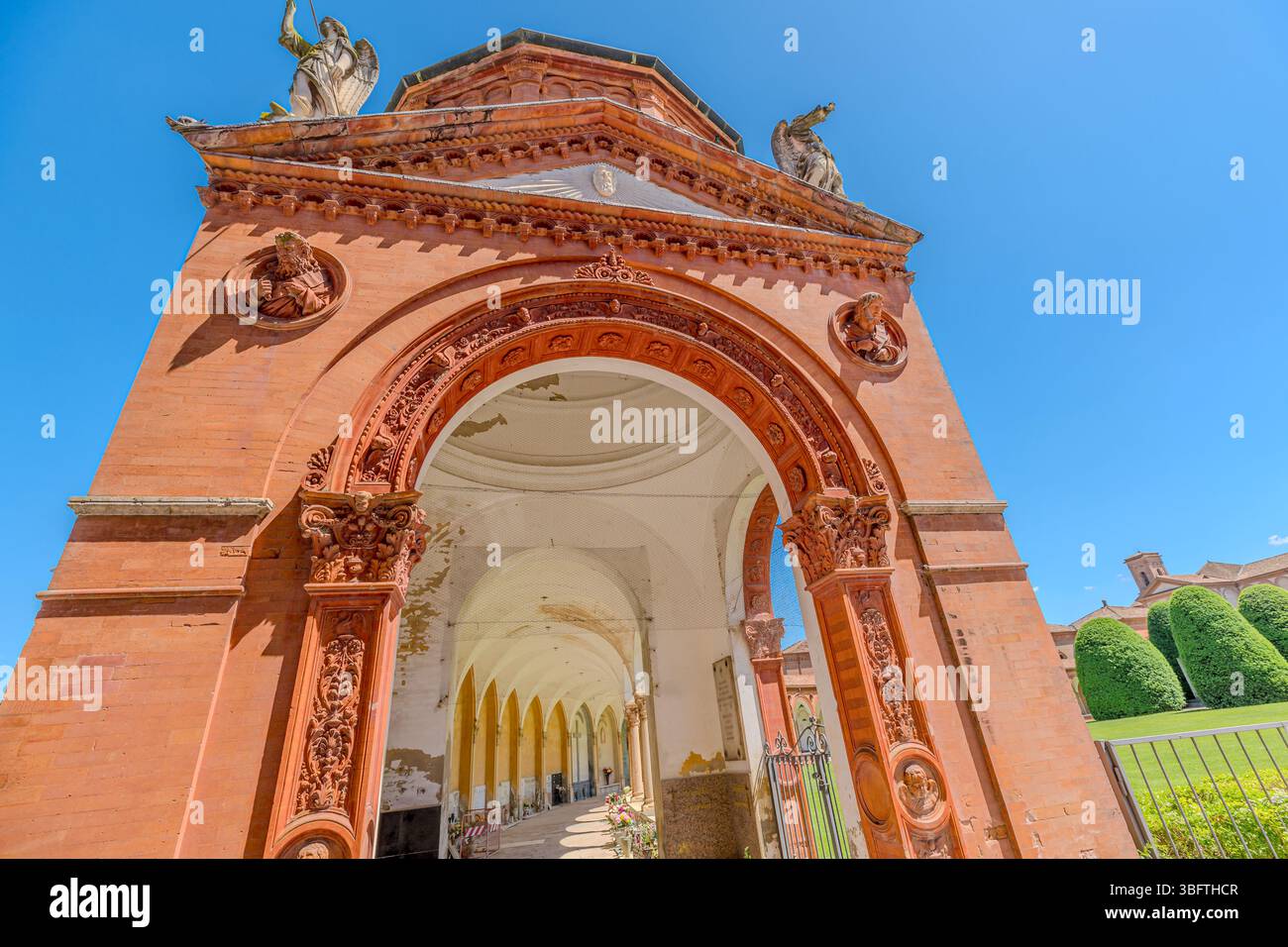Wide angle view of the entrance to the Ferrara Charterhouse, showing ...