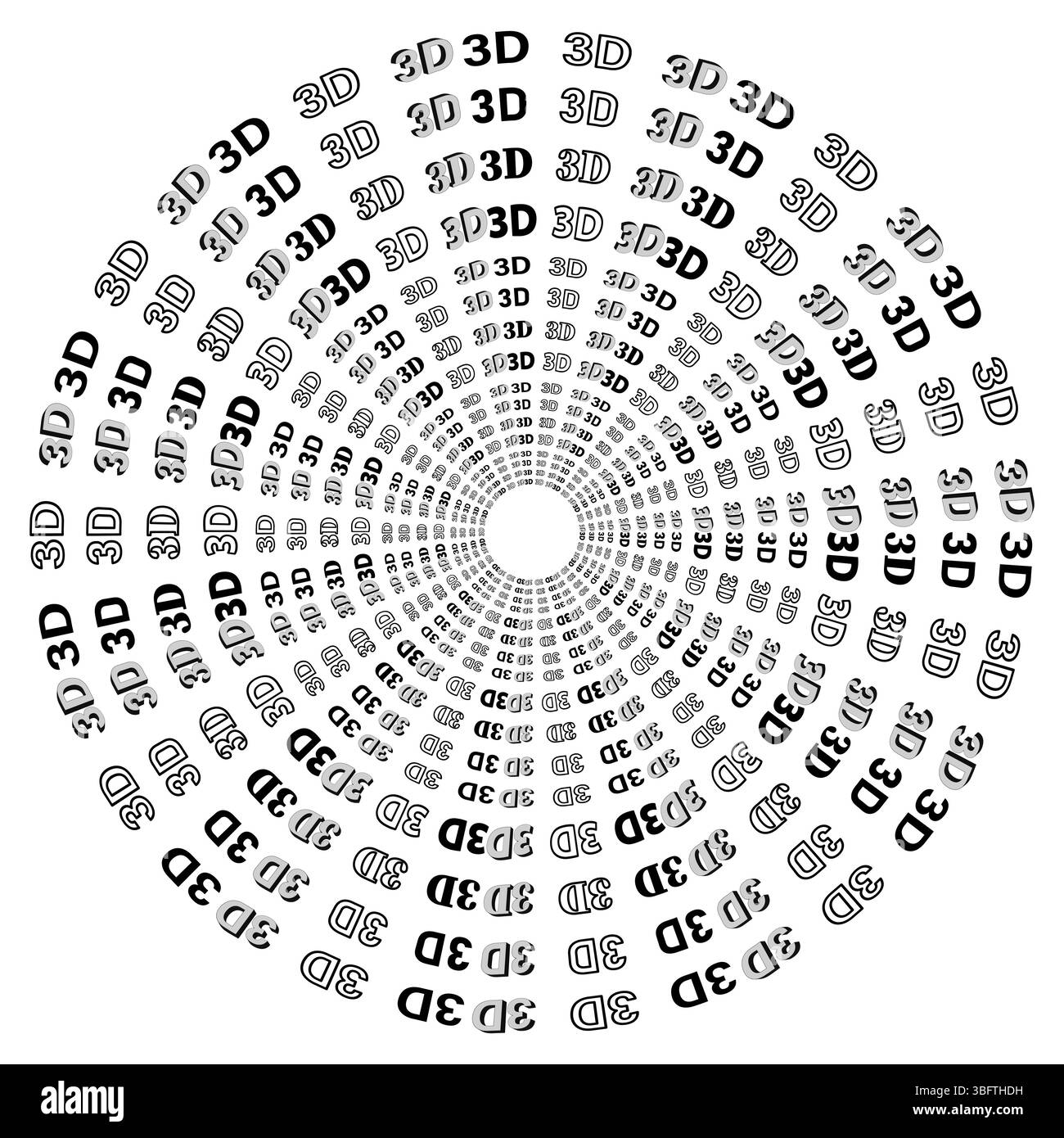 Radial text layout. Circular word pattern. Typography symmetry vector ...