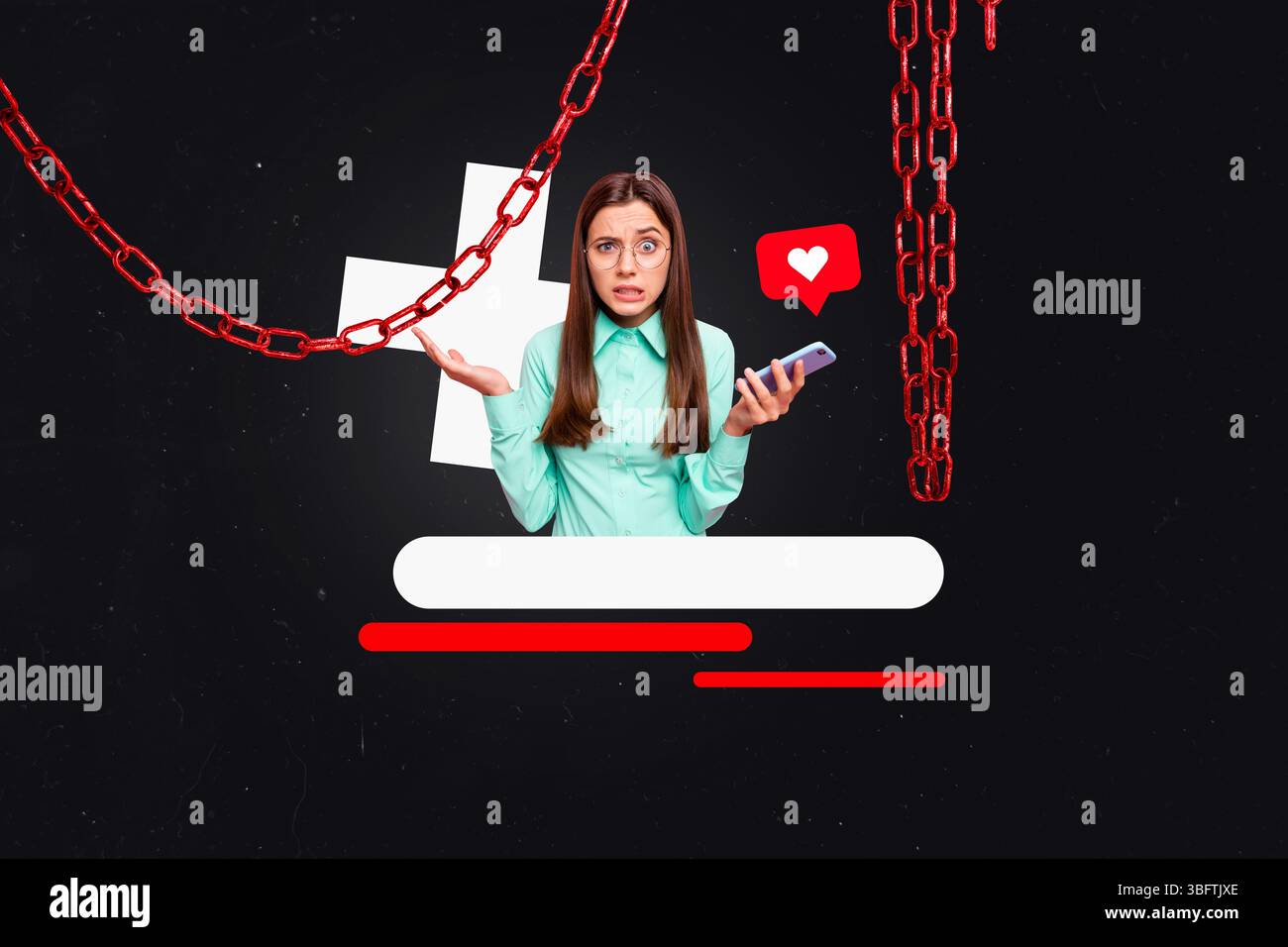 Trend artwork template design 3D collage sketch of young lady data ...