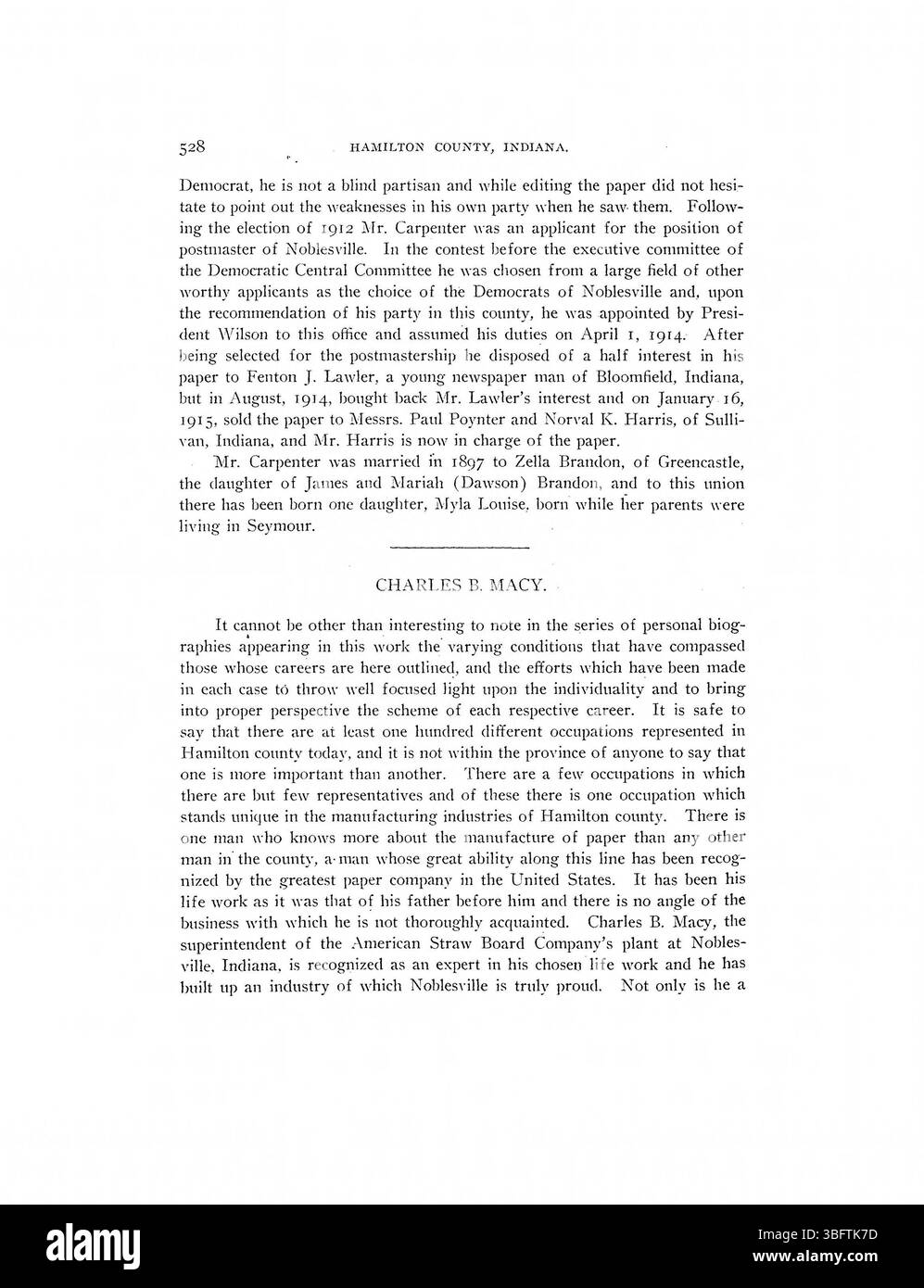 A 1915 volume offering a visual and narrative history of Hamilton County, Indiana, covering ...