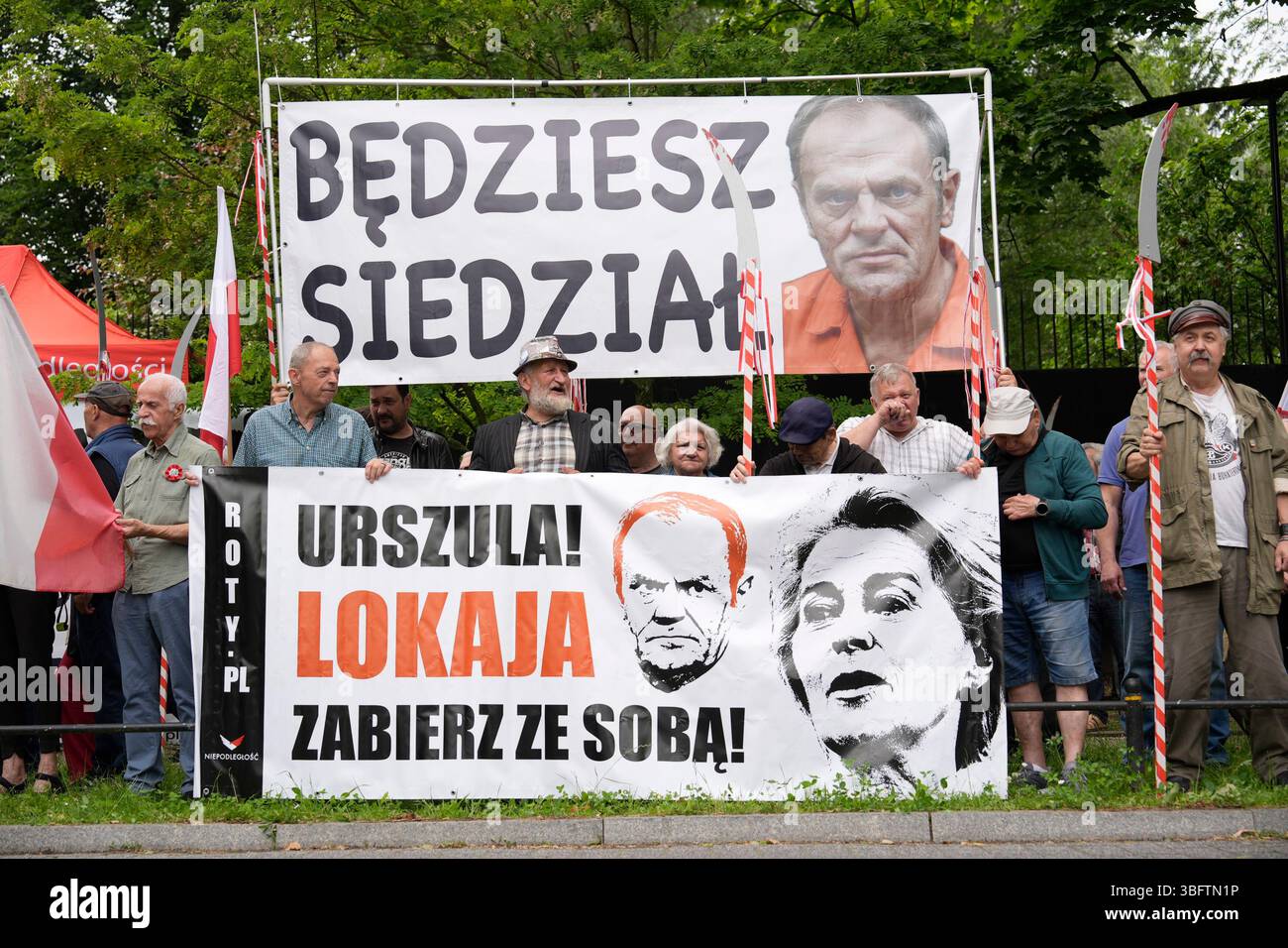 Warsaw, Poland. 03rd June, 2025. Protesters are see.ln during an anti ...