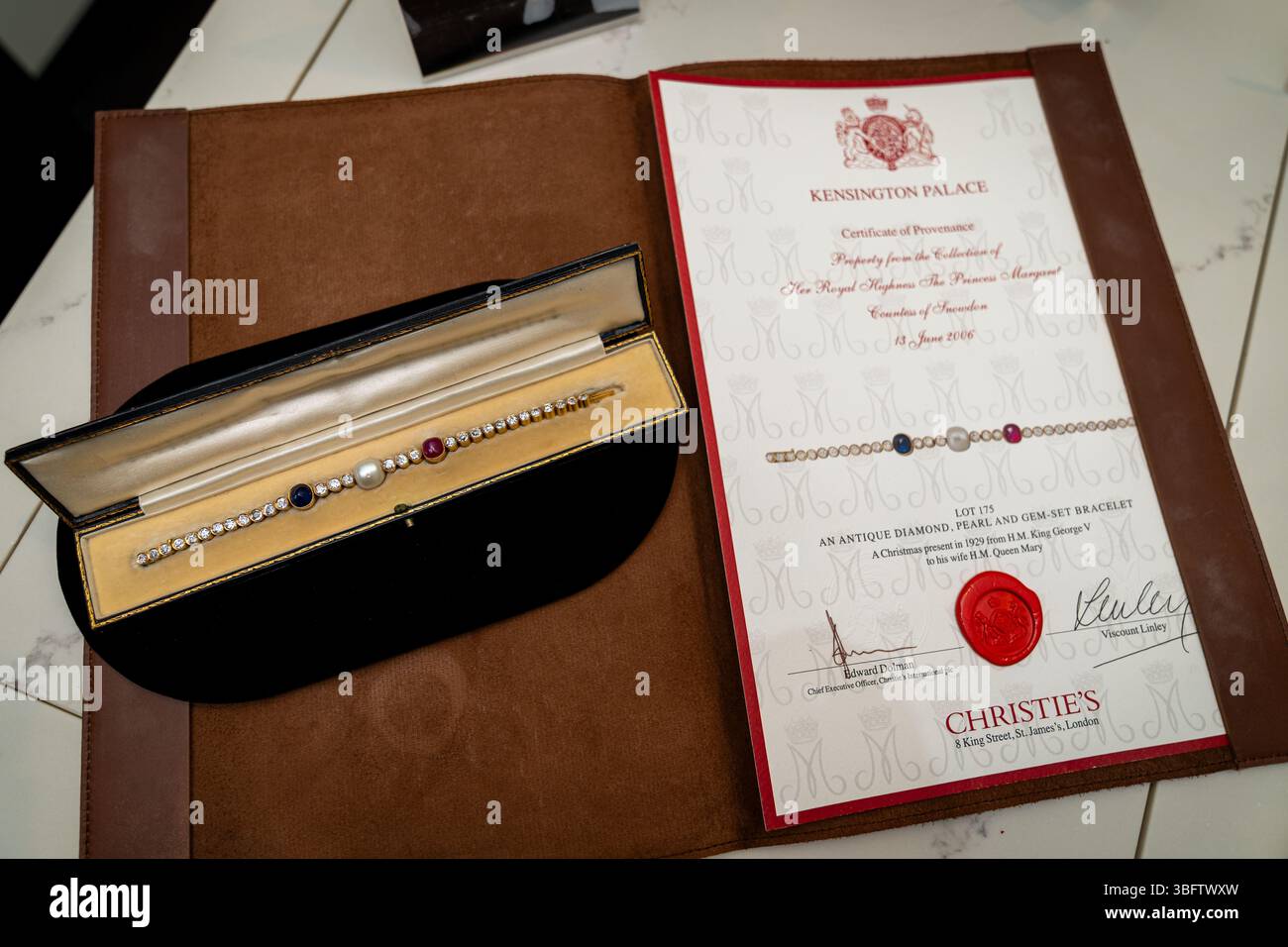 Antique diamond, pearl and gem set bracelet given to H.M Queen Mary at ...