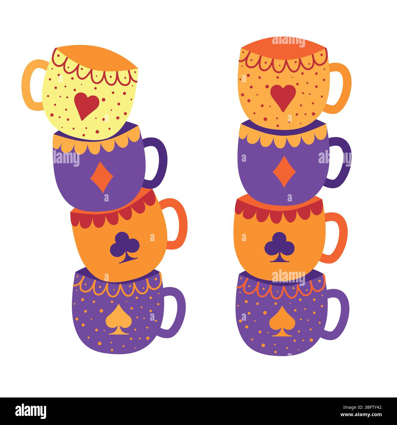 Small set of vector illustrations Wonderland, cup of tea Stock Vector ...