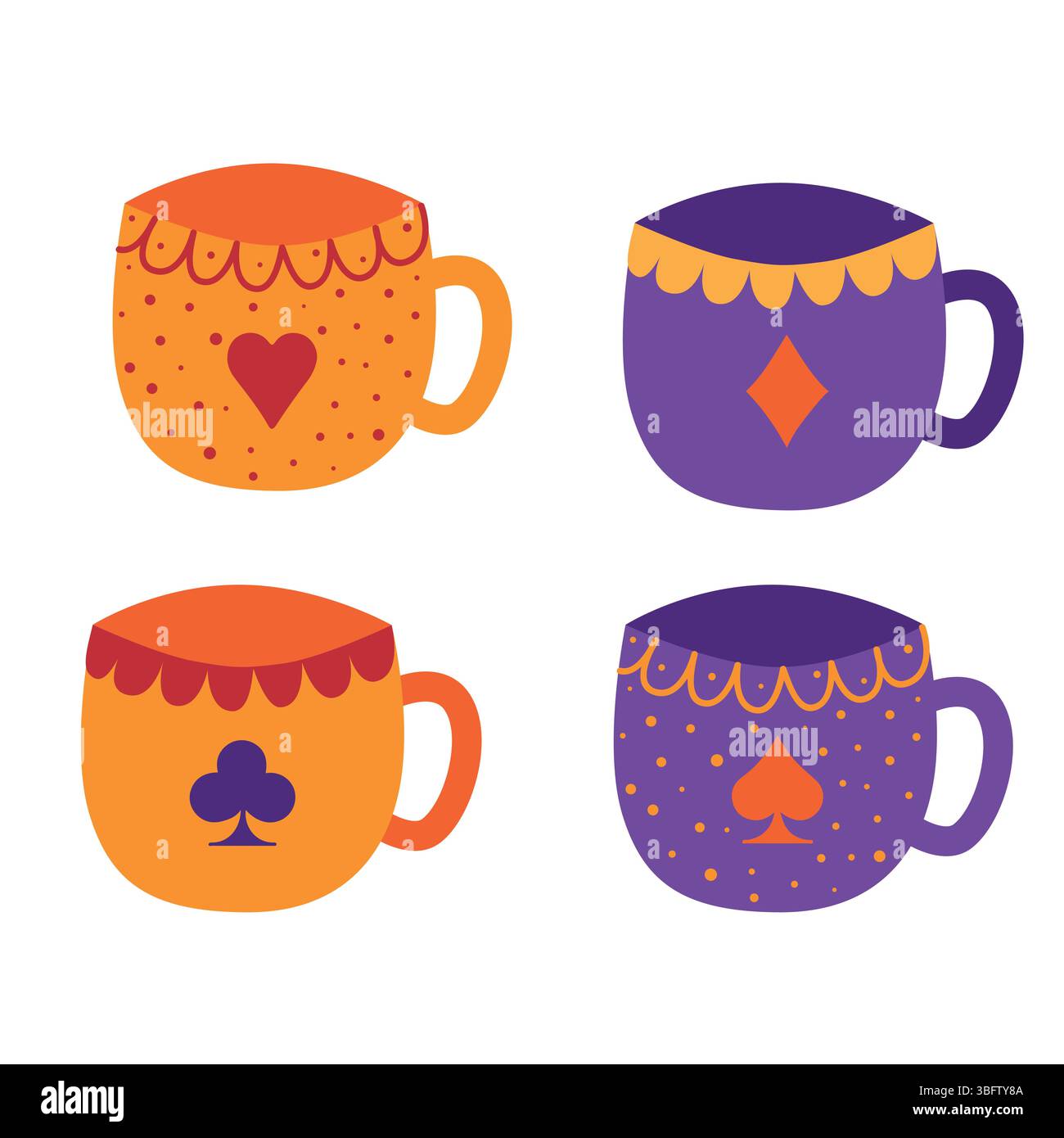 Small set of vector illustrations Wonderland, cup of tea Stock Vector ...