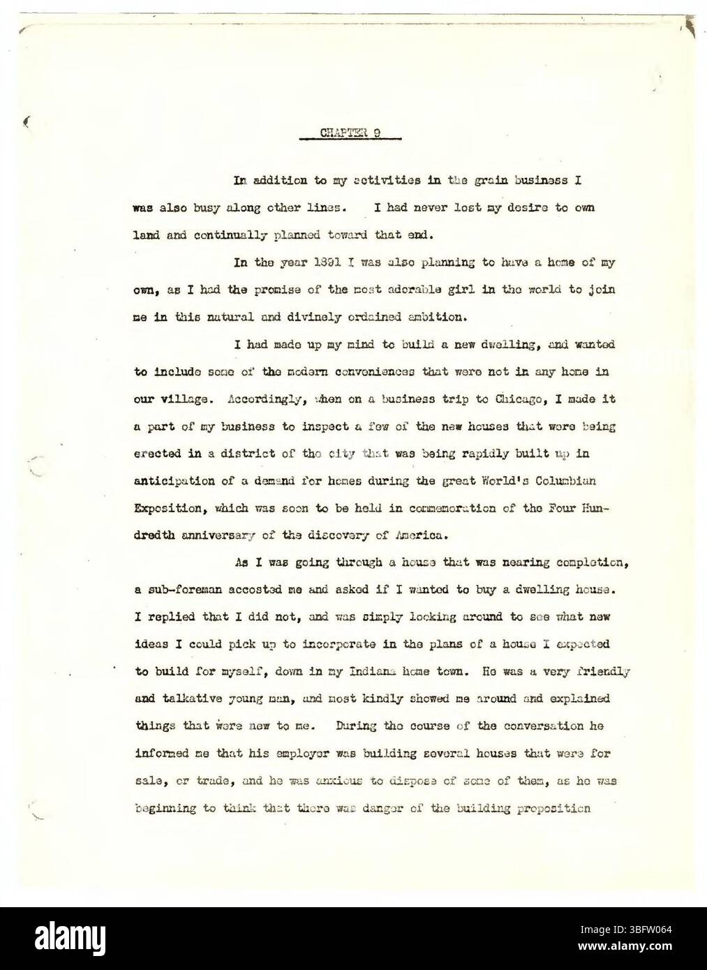 This draft of Warren T. McCray's memoirs, written shortly after his ...
