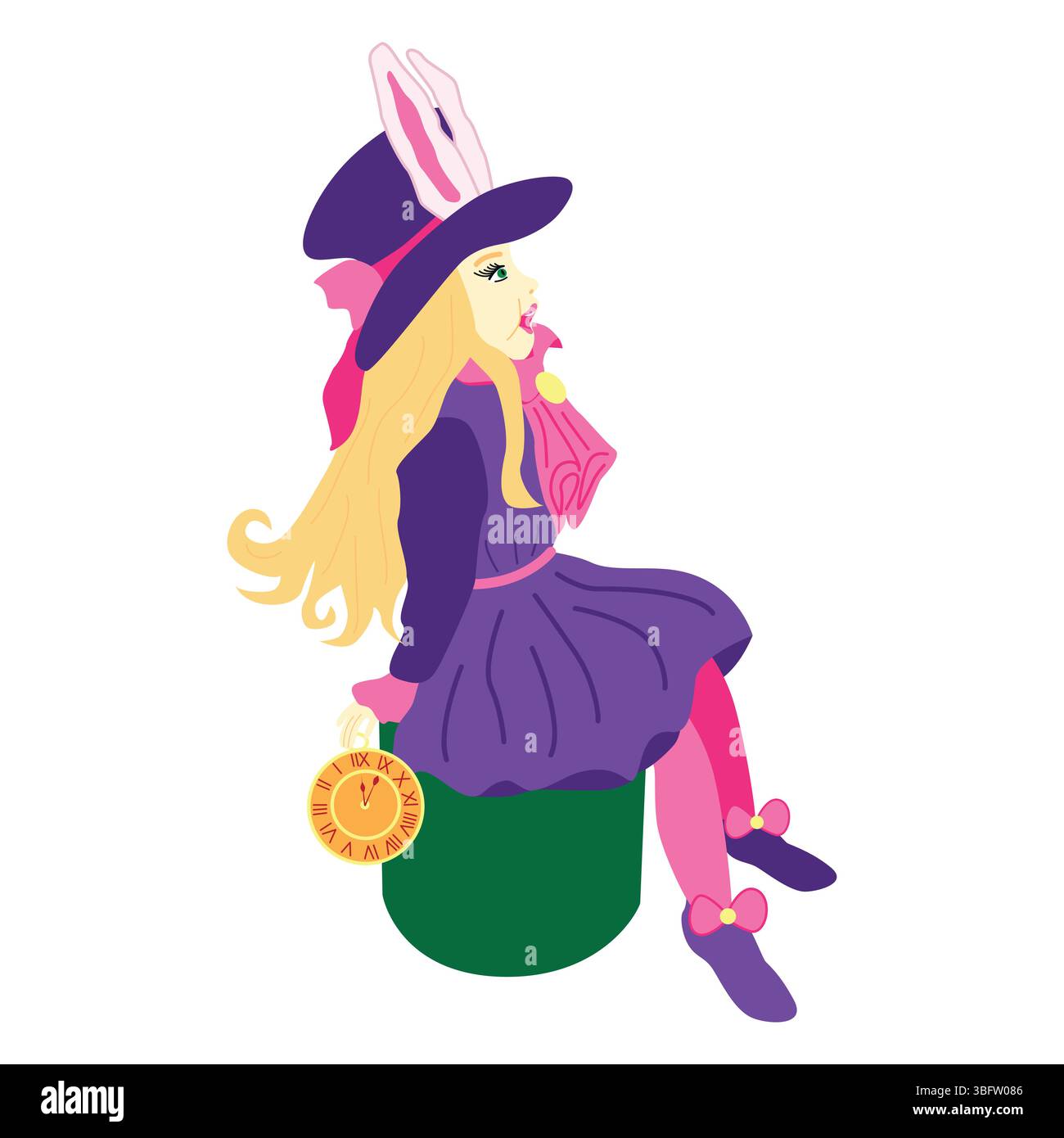 Individual elements and characters of the fairy tale Wonderland. Alice ...