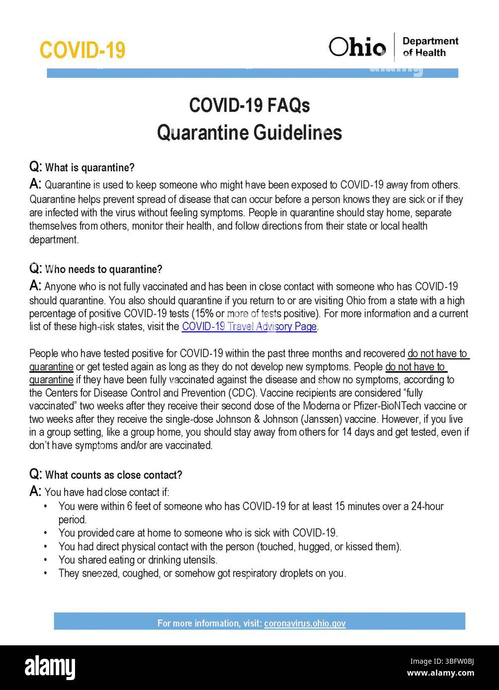 This document provides updated guidelines for quarantine procedures ...