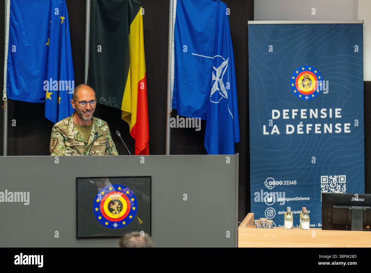 Lieutenant-colonel Frederic Goetynck and pictured during the laying of ...