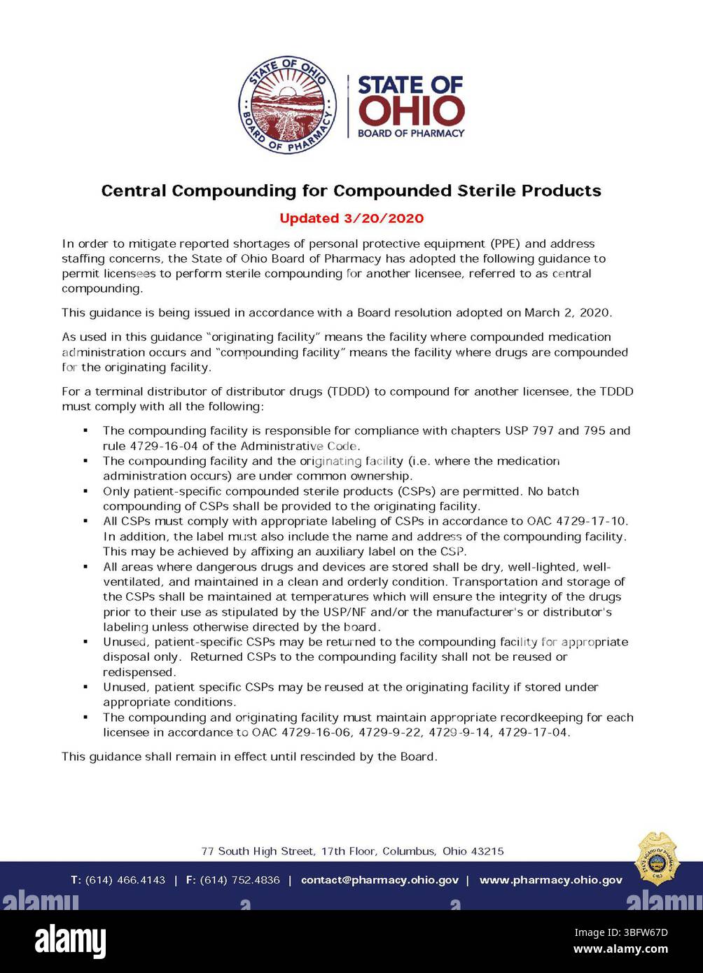 This document details the procedures and regulations for central compounding of sterile products ...