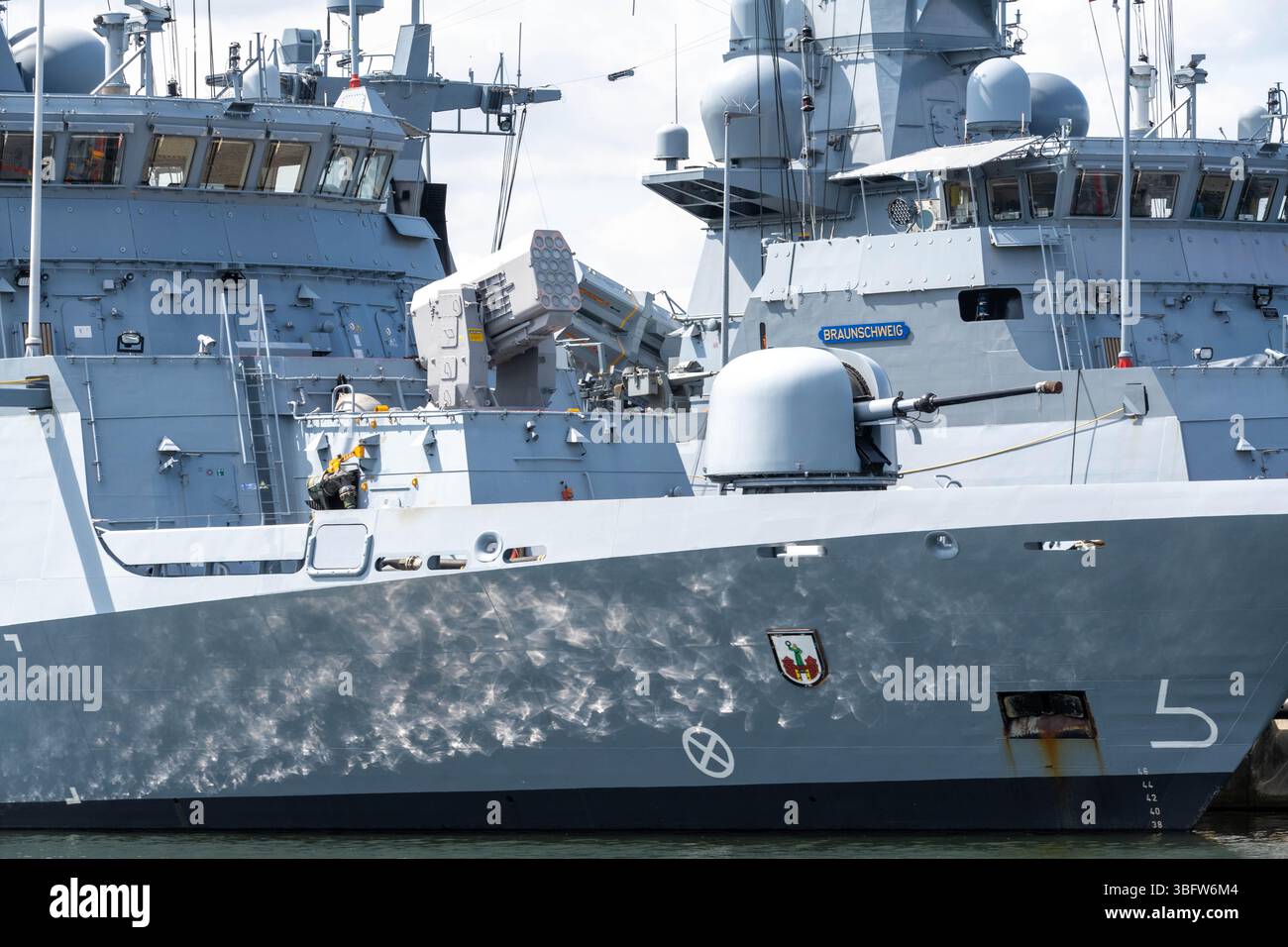 Rostock, Germany. 03rd June, 2025. The corvettes "Magdeburg" (l-r) and ...