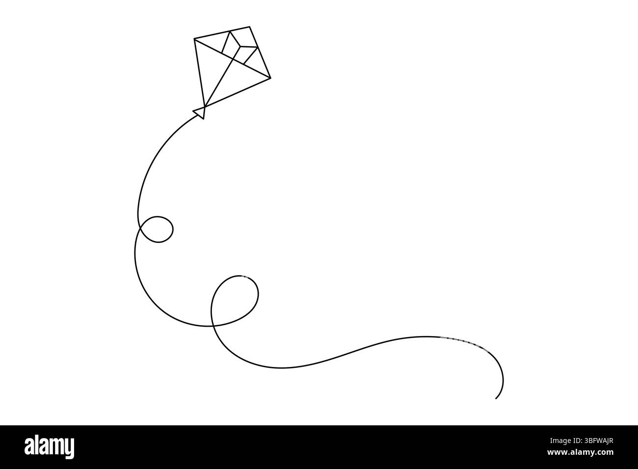 Simple illustration of kite continuous one-line drawing Stock Vector ...