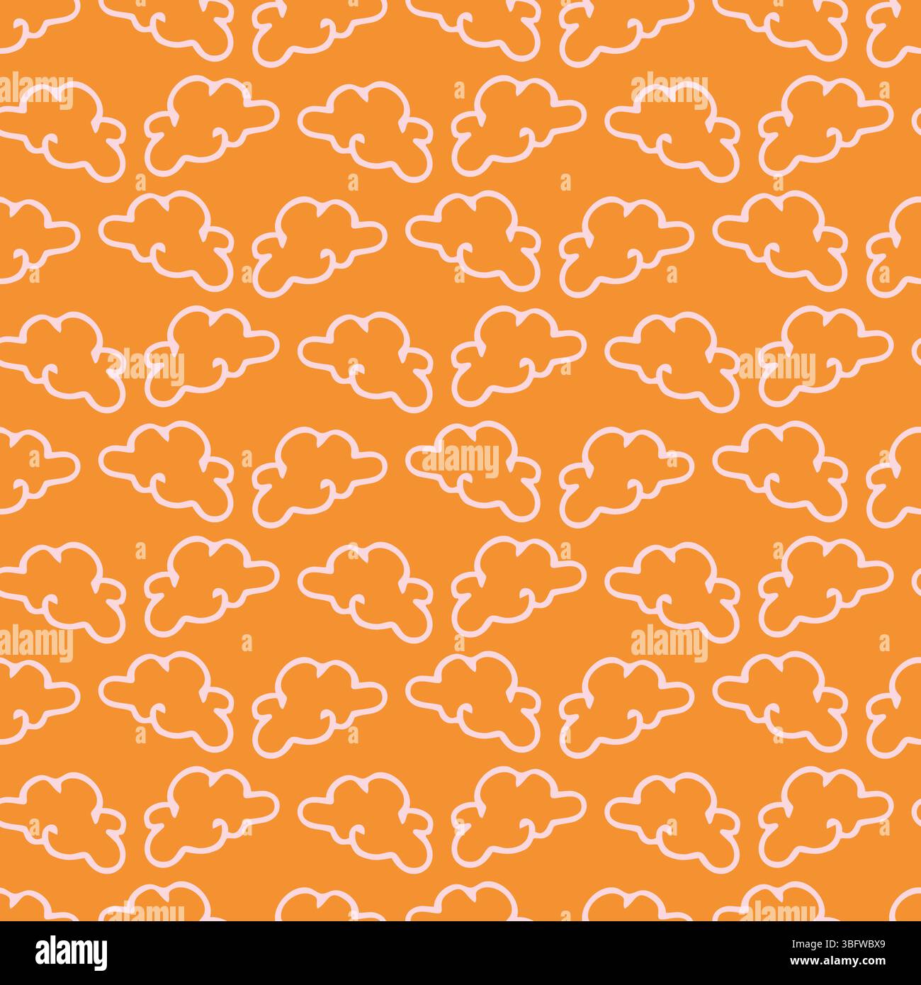 Vibrant fall cloud seamless nursery pattern. Naive illustration of ...
