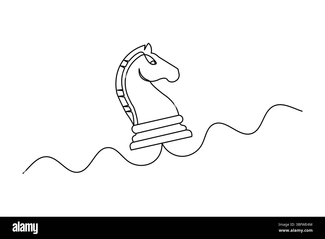 Simple illustration of knight chess vector continuous one line art ...