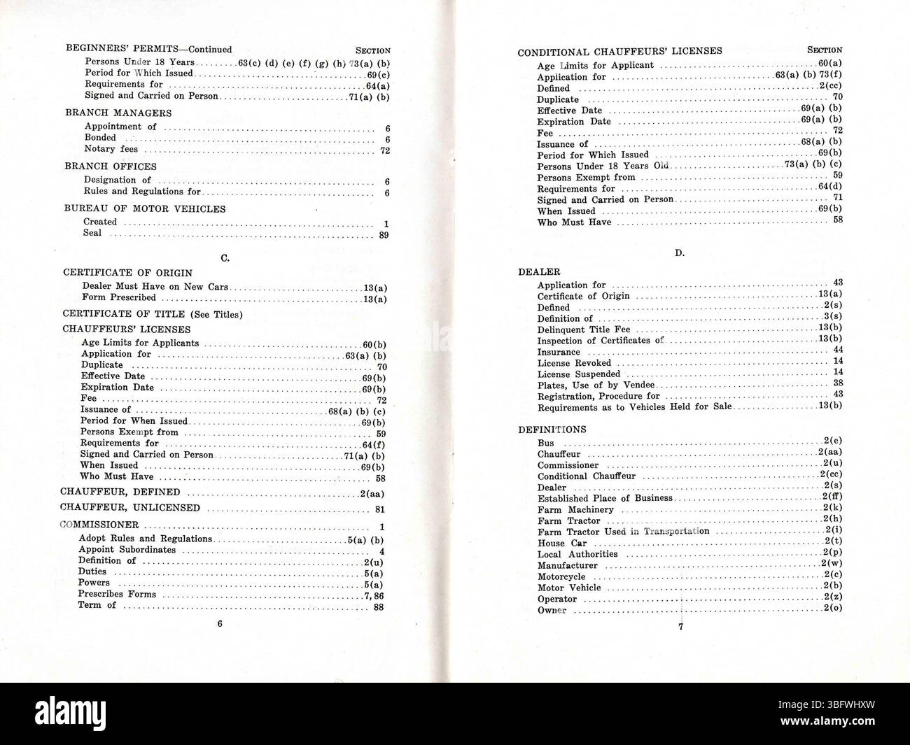 This page includes the 1952 Indiana motor vehicle laws, detailing the ...