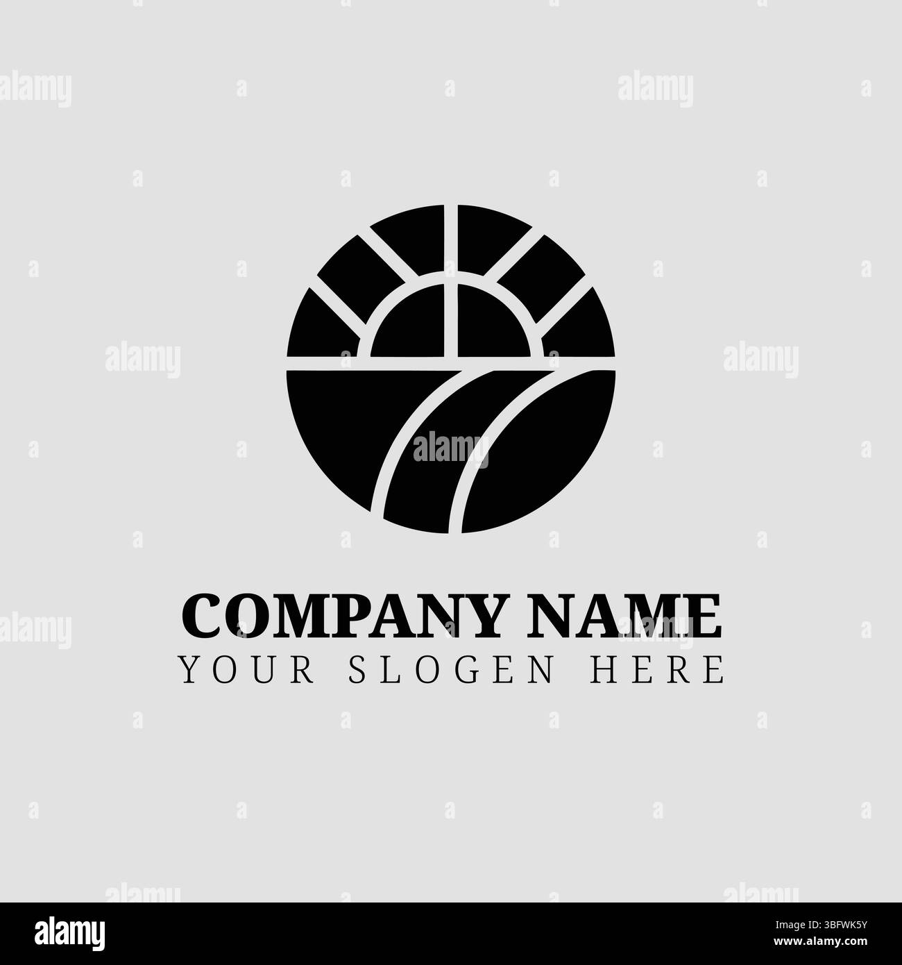 Agricultural logo design sun and field vector illustration farm ...