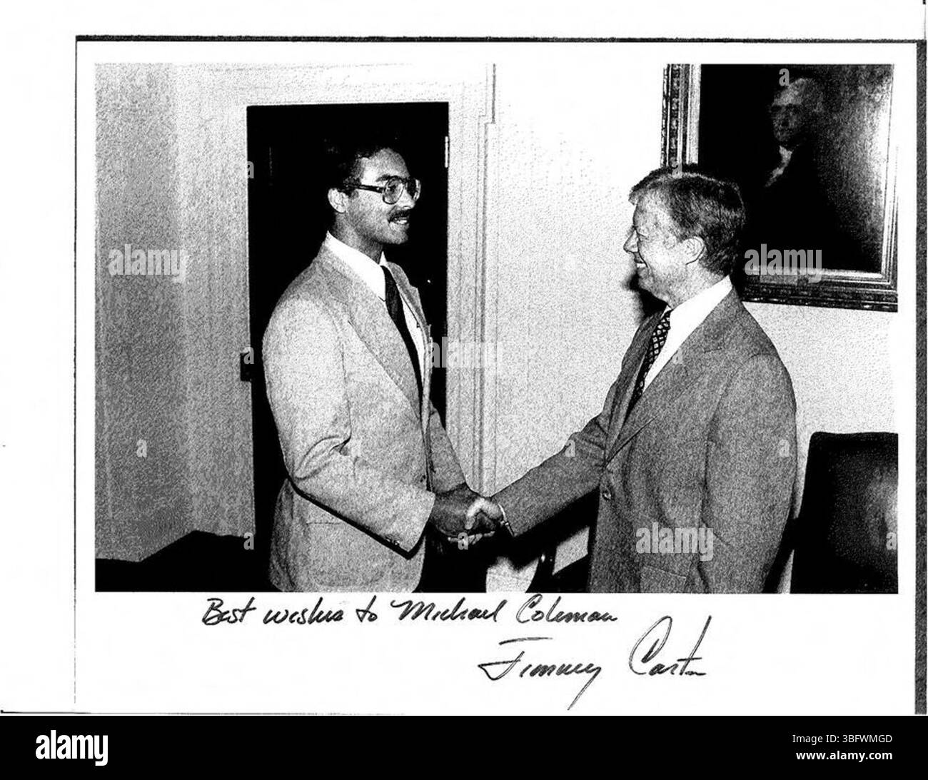 Black and white photograph of President Jimmy Carter shaking hands with ...
