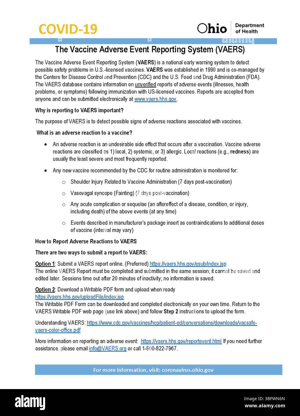 Vaccine adverse event reporting system hi-res stock photography and ...