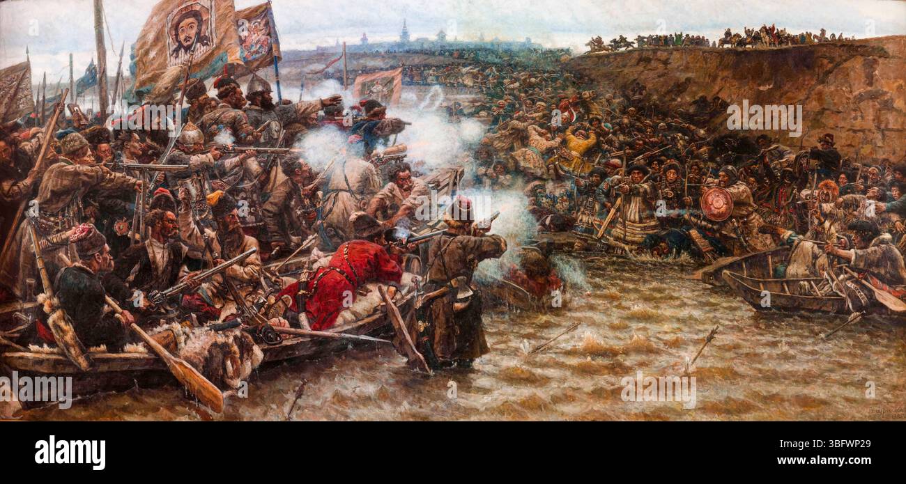 Yermak's Conquest of Siberia (1582), painting in oil on canvas by ...