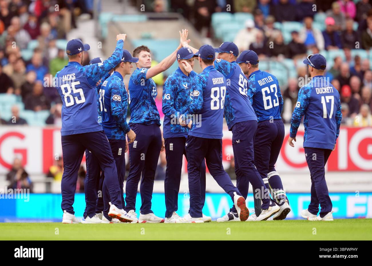 England's Matthew Potts celebrates the wicket of West Indies batter ...