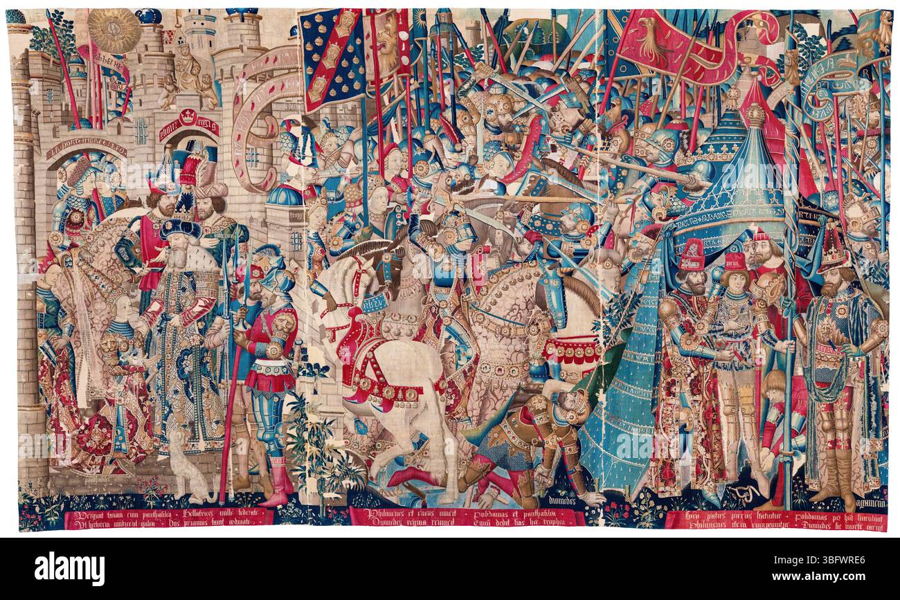 The War of Troy tapestry in wool and silk, 15th Century, 1475-1490 Stock Photo - Alamy