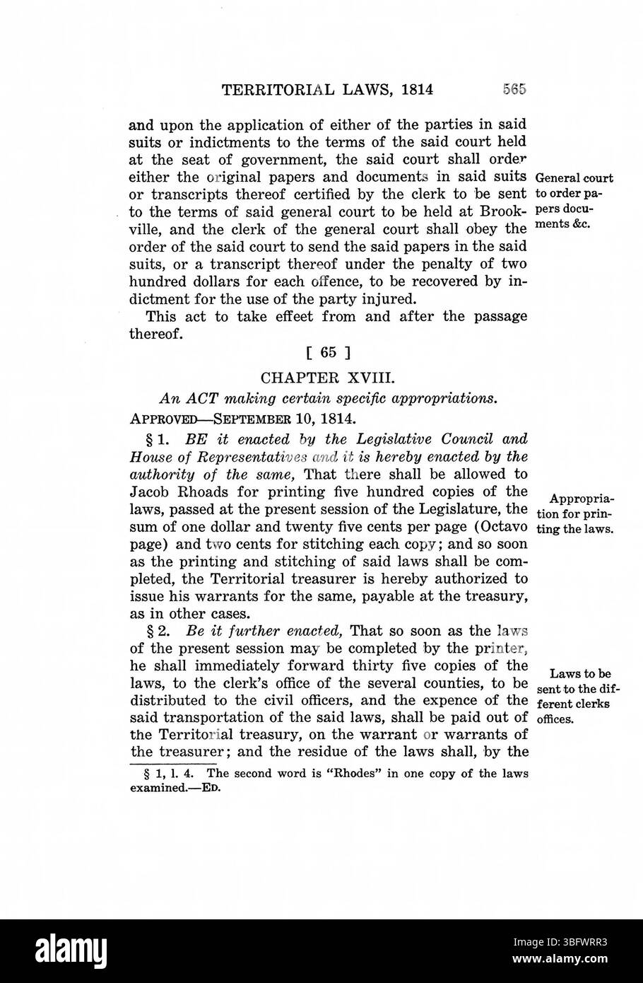 This section of 'The Laws of Indiana Territory, 1809-1816' reproduces ...