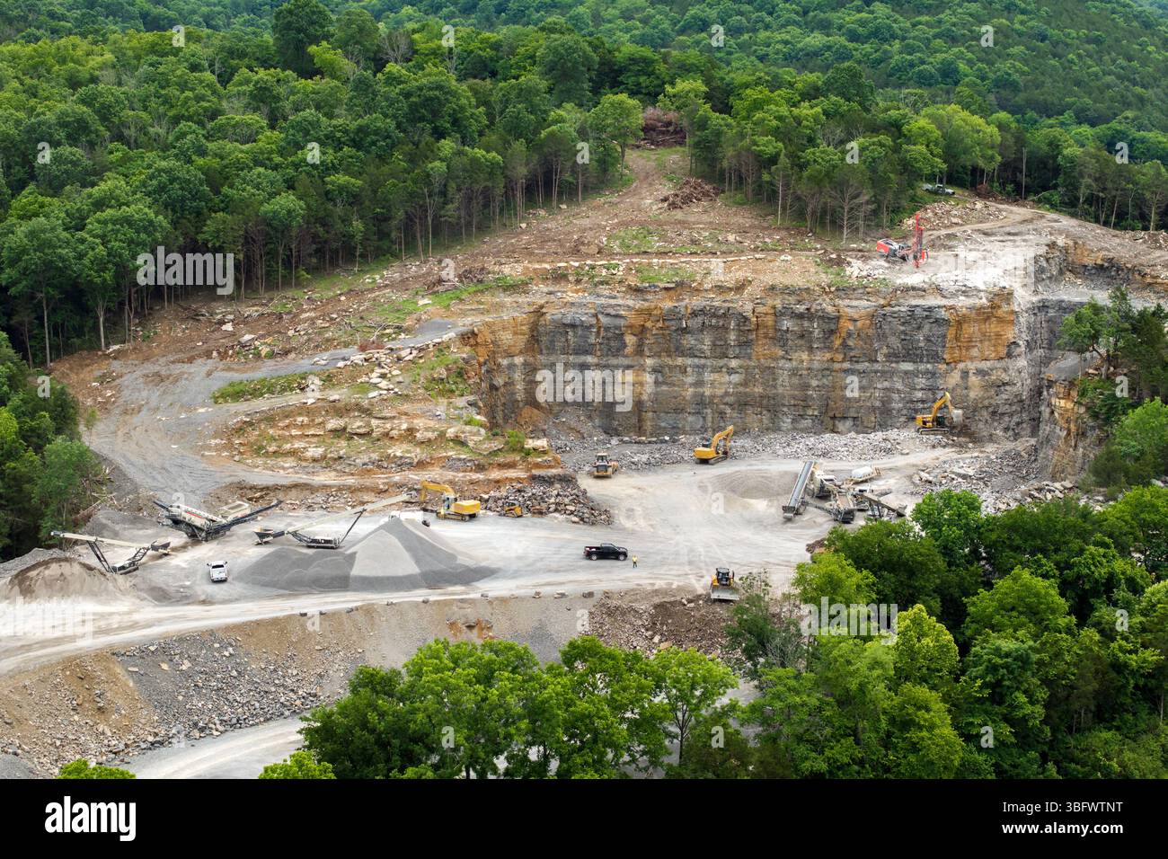 Limestone quarry at industrial open-pit mining site In North Carolina ...