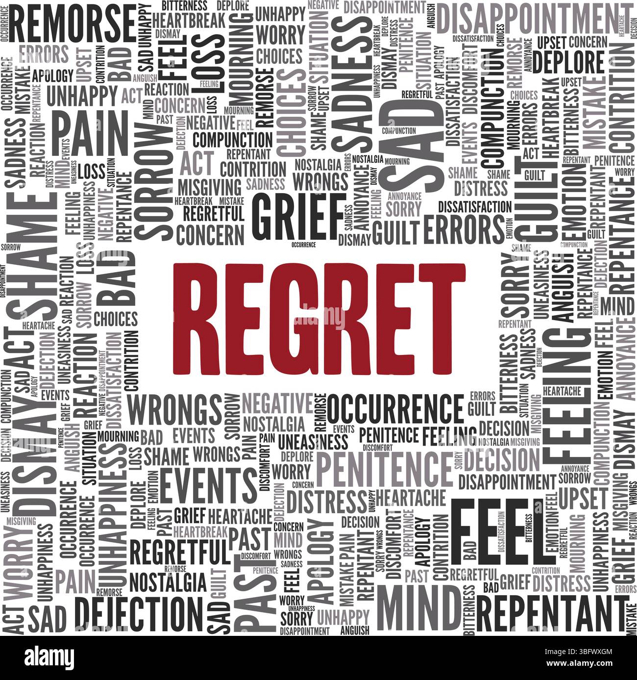 Regret word cloud conceptual design isolated on white background Stock ...