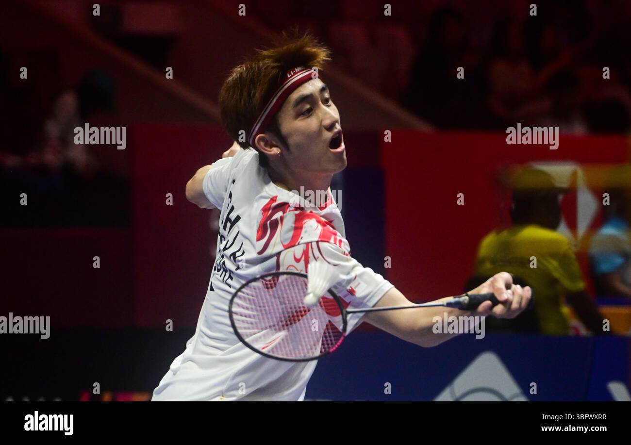 Jakarta, Indonesia. 3rd June, 2025. Teh Jia Heng Jason hits a return during the men's singles ...