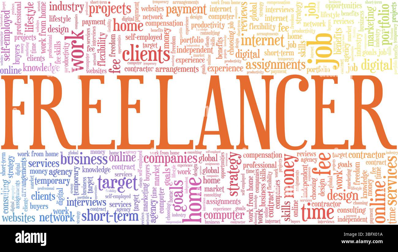 Freelancer vector illustration word cloud isolated on a white ...
