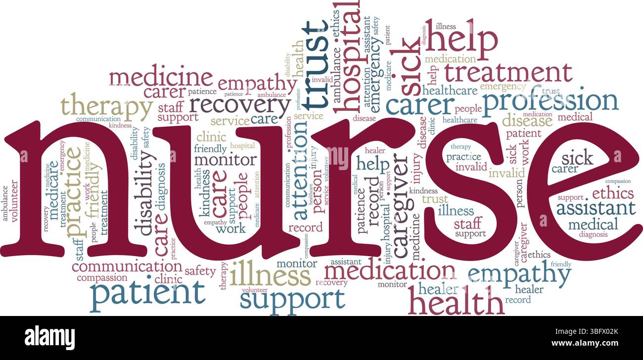 Nurse word cloud conceptual design isolated on white background Stock ...