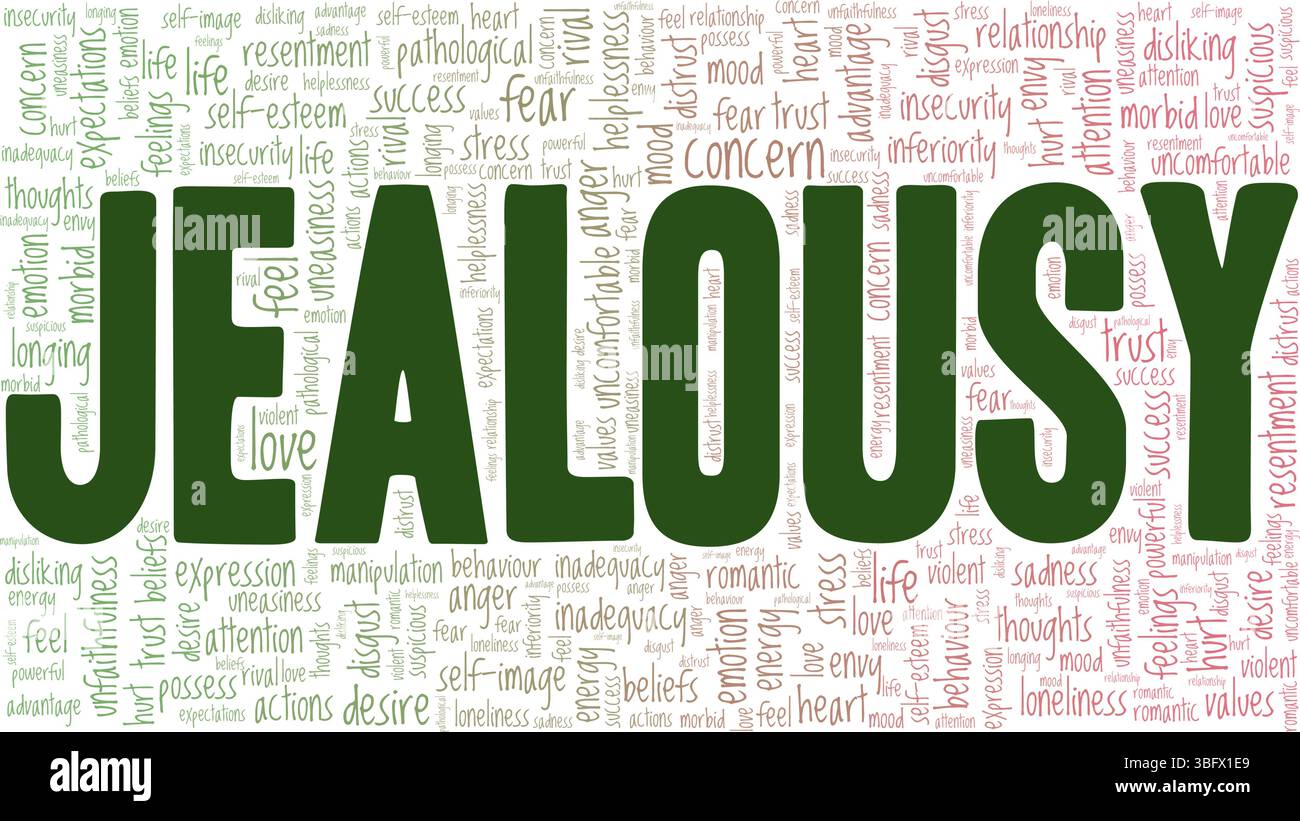 Jealousy vector illustration word cloud isolated on a white background ...