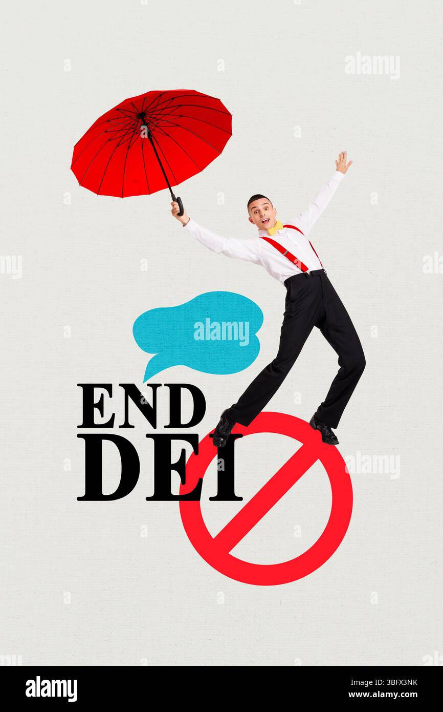 Exclusive artwork banner creative collage of happy businessman stand ...