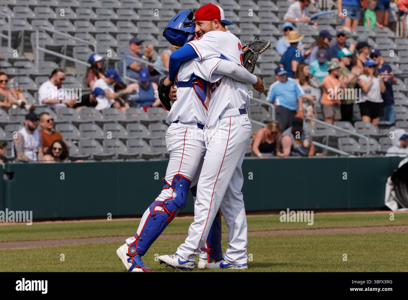 Knoxville Smokies relief pitcher A.J. Puckett (20) celebrates a win ...