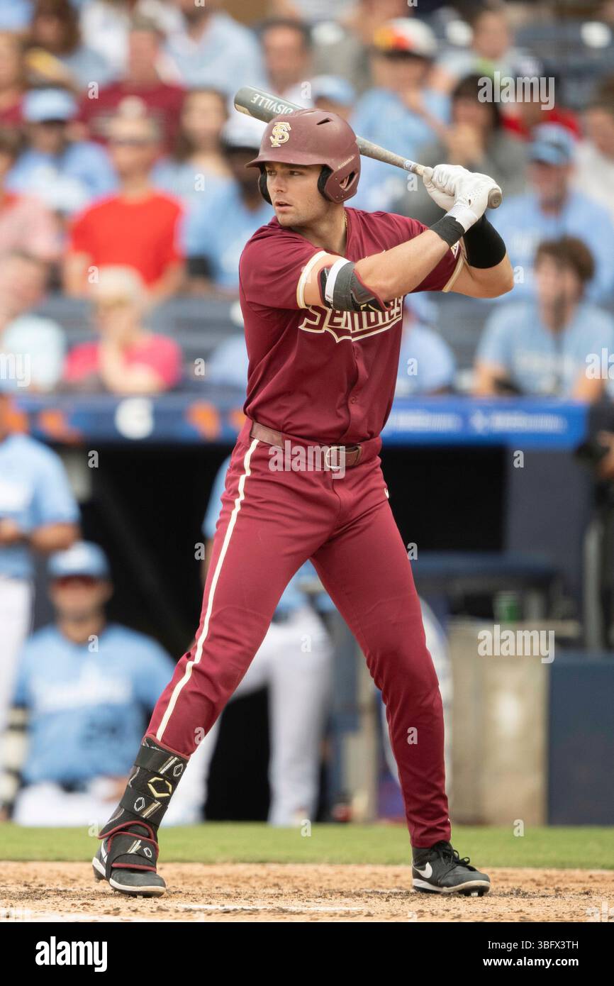 Drew Faurot (3) of the Florida State Seminoles at bat in a game against ...