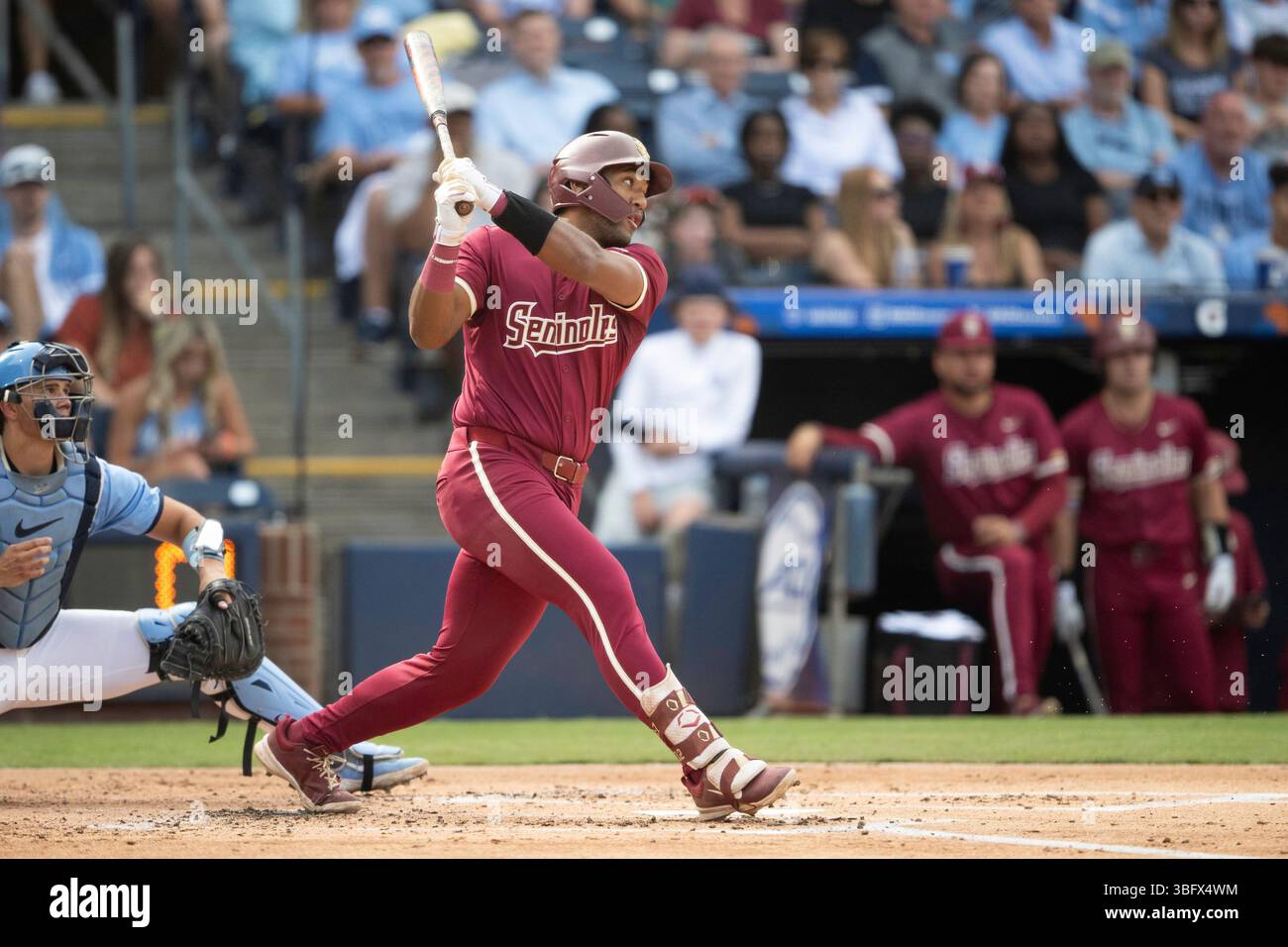 Myles Bailey (12) of the Florida State Seminoles at bat in a game ...