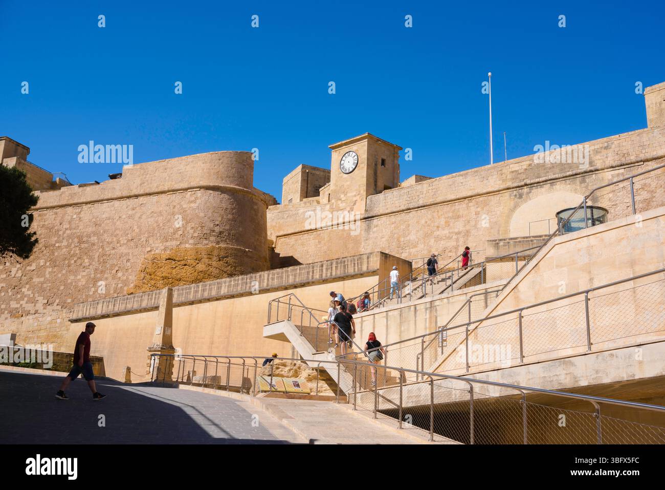 Citadel Gozo, view in summer of people walking to the entrance of the ...