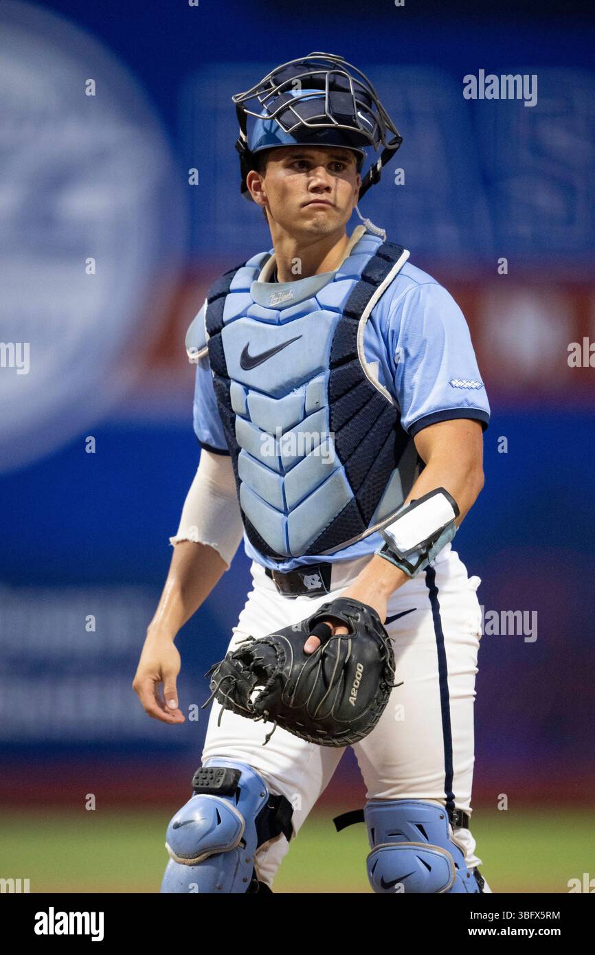Catcher Luke Stevenson (44) of the University of North Carolina Tar ...
