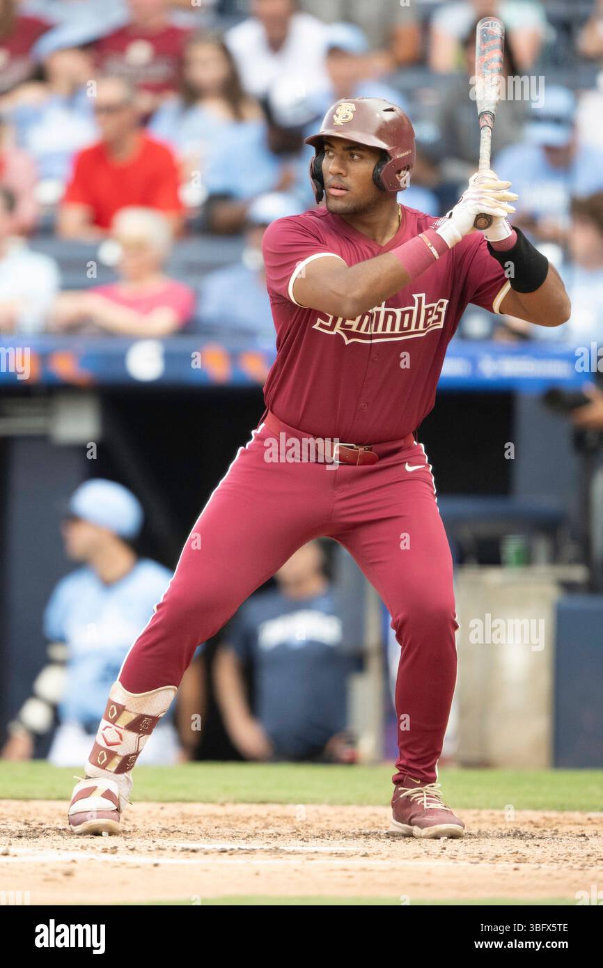 Myles Bailey (12) of the Florida State Seminoles at bat in a game ...